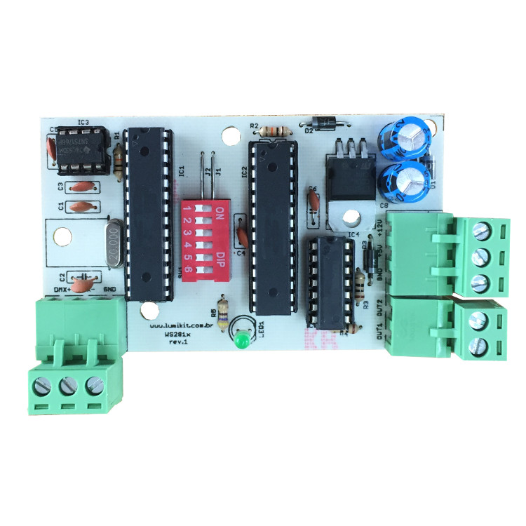 Placa DMX WS281x (WS2811, WS2813, USC1903) e compatíveis